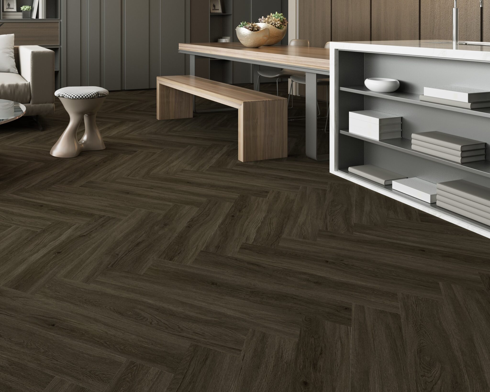 LVT Herringbone Flooring, Herringbone Vinyl Click Flooring - Ecoflors